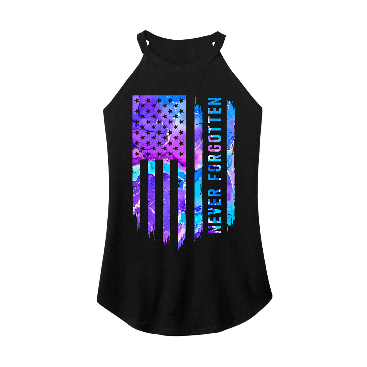 Fitness Tee Co. | Never Forgotten Flag CLR Women's District Rocker Tank ...