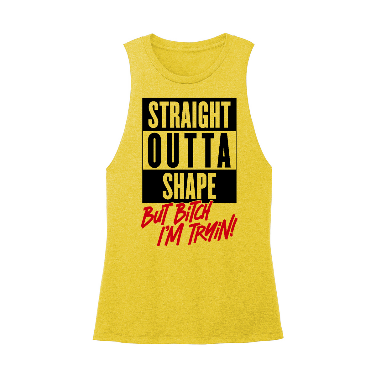 Fitness Tee Co. | Straight Out Of Shape BLK/RED District Women's Muscle ...