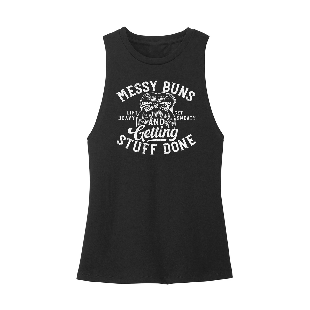 Fitness Tee Co. | Messy Bun WHT District Women's Muscle Tanks | Women's ...