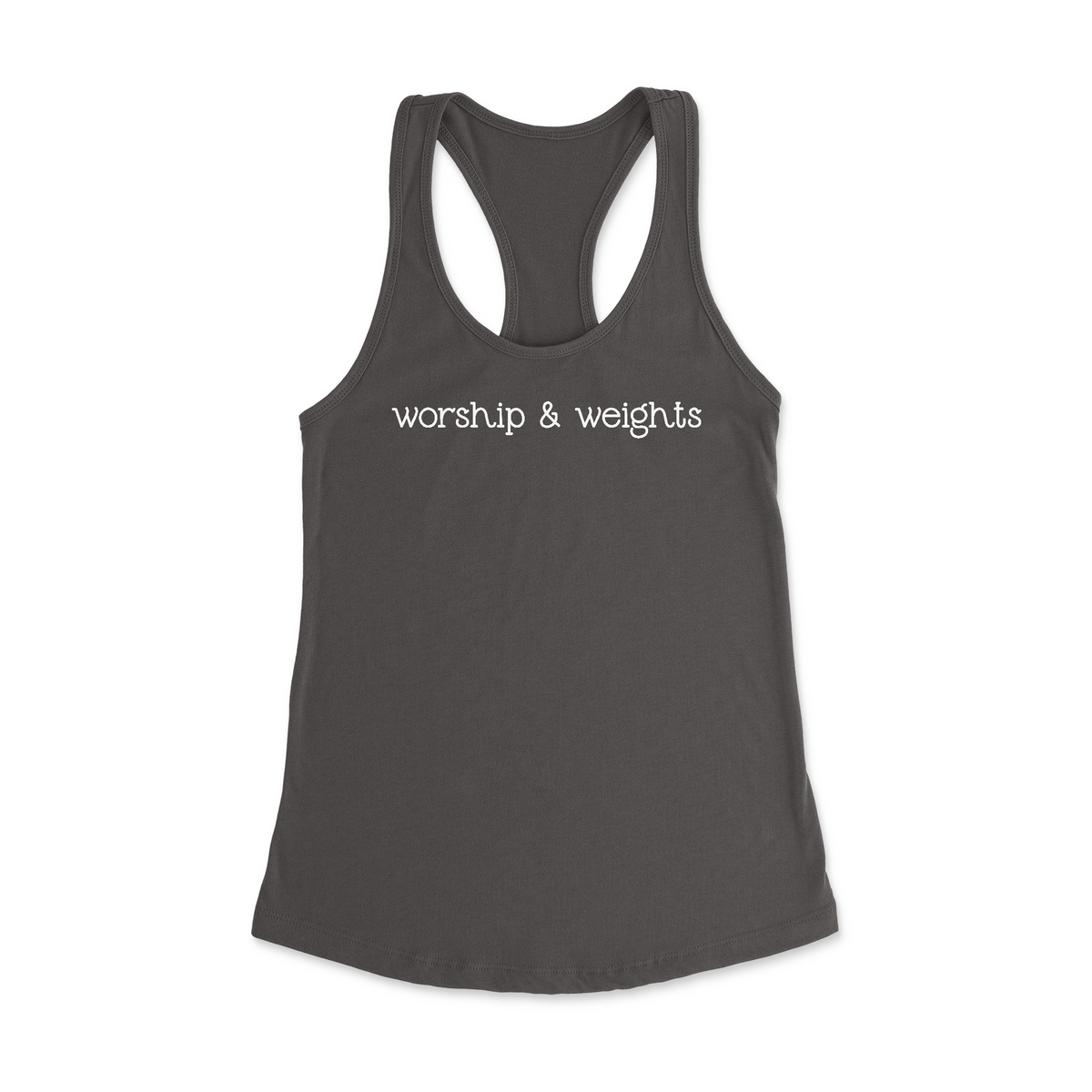 Fitness Tee Co. | Worship & Weights Ideal Racerback Tank | Stay ...