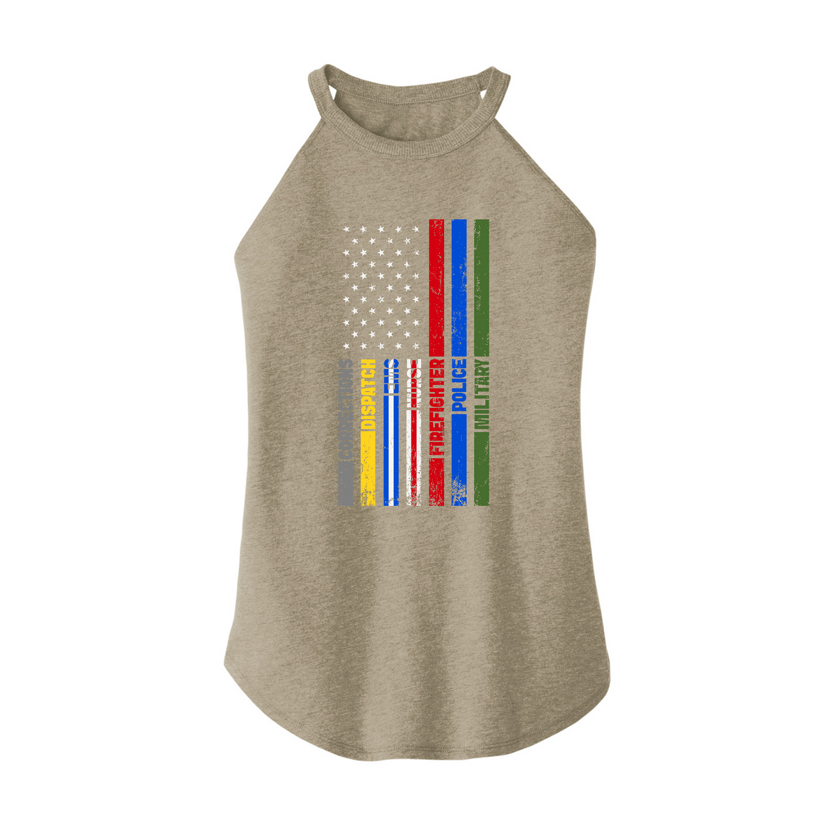 Fitness Tee Co. | Flag All Women's District Rocker Tank | Women's Flowy ...